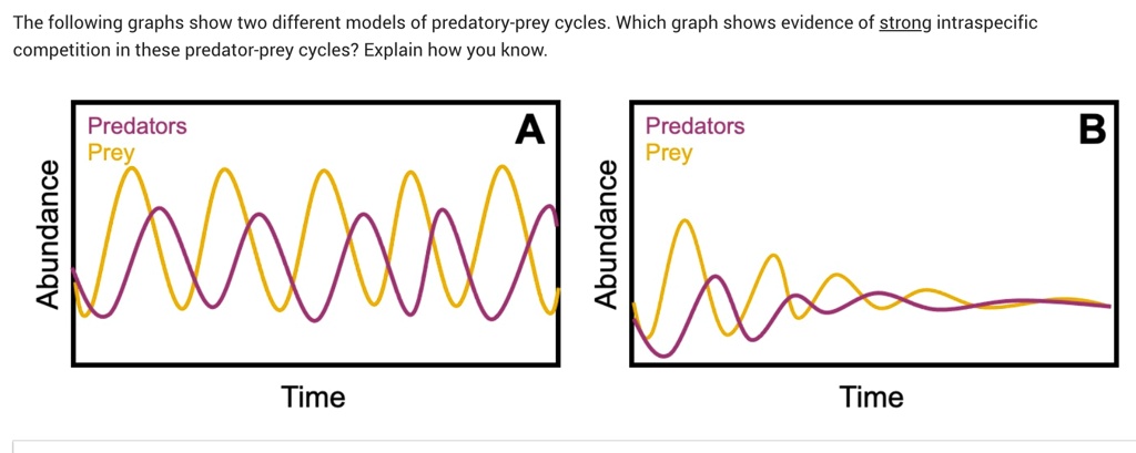 The following graphs show two different models of predatory-prey cycles ...