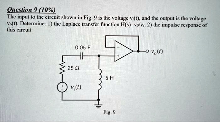 SOLVED: Question 9 (10%): The input to the circuit shown in Fig. 9 is the voltage v(t), and the ...