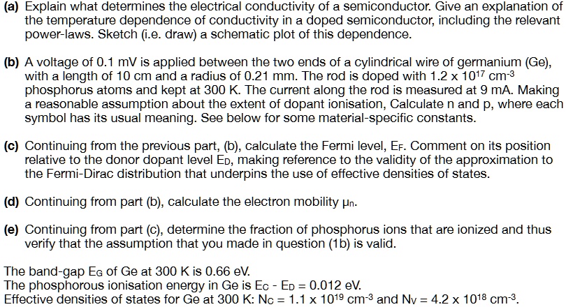SOLVED: (a) Explain what determines the electrical conductivity of a ...