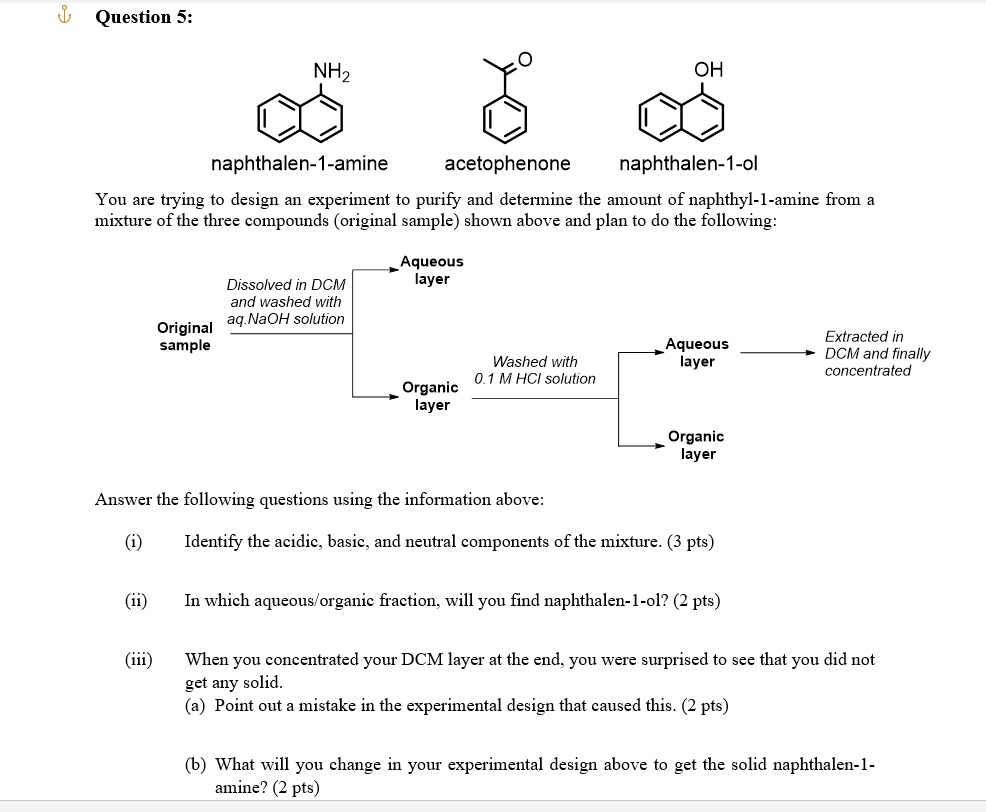 SOLVED: Question 5: OH naphthalen-1-amine acetophenone naphthalen-1-ol You are trying to design ...