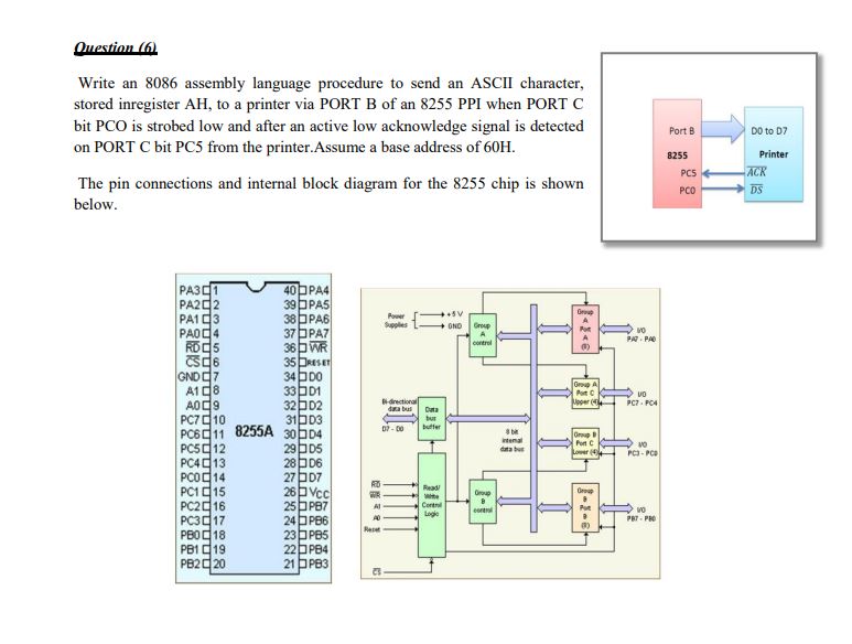 SOLVED: Question (6) Write an 8086 assembly language procedure to send ...