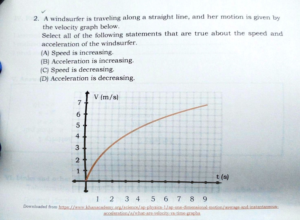 SOLVED: General Physics 1 Grade 12 A windsurfer is traveling along a ...