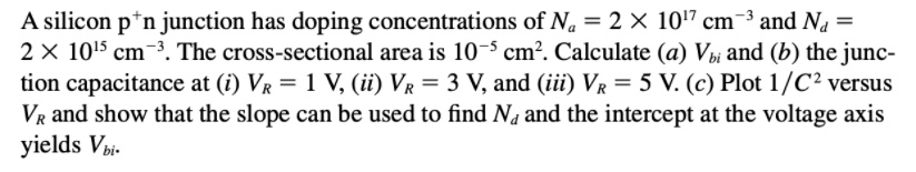 SOLVED: A silicon p-n junction has doping concentrations of Na = 2 x 10 ...