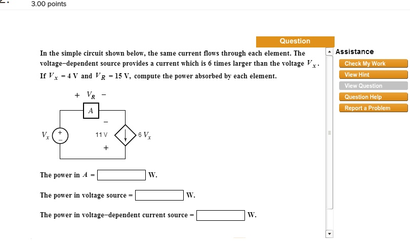 3.00 points Question In the simple circuit shown below, the same current flows through each ...