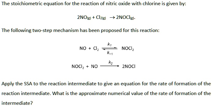 the stoichiometric equation for the reaction of nitric oxide with ...