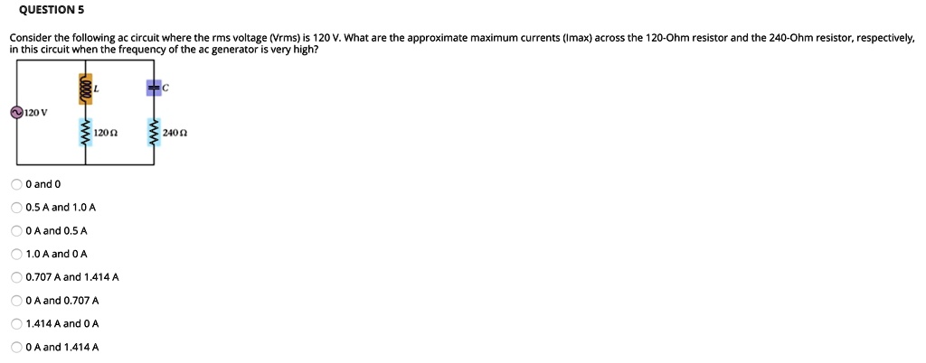 SOLVED: Consider the following AC circuit where the RMS voltage (Vrms ...