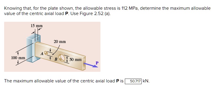 SOLVED: Knowing that, for the plate shown, the allowable stress is 112 MPa, determine the ...