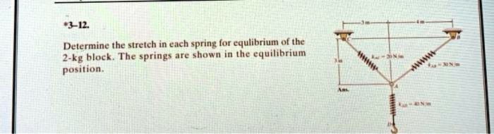 SOLVED: 3-12. Determine the stretch in each spring for equilibrium of ...