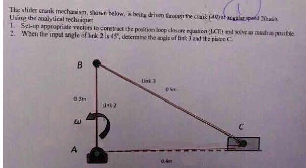 The slider crank mechanism, shown below, is being driven through the ...