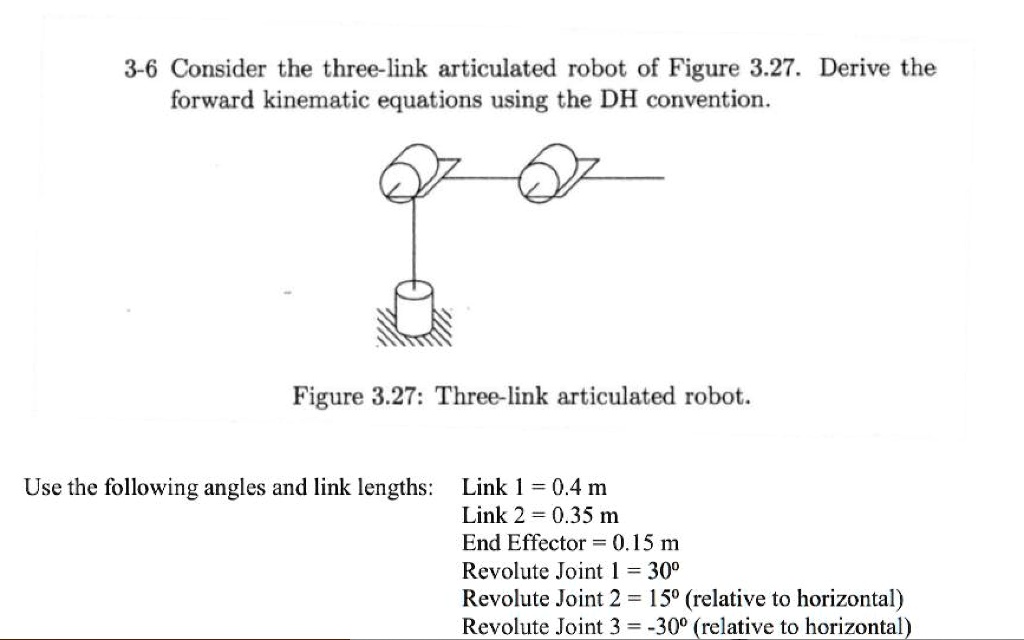 SOLVED: Determine the transformation matrix using DH convention. 3-6 ...