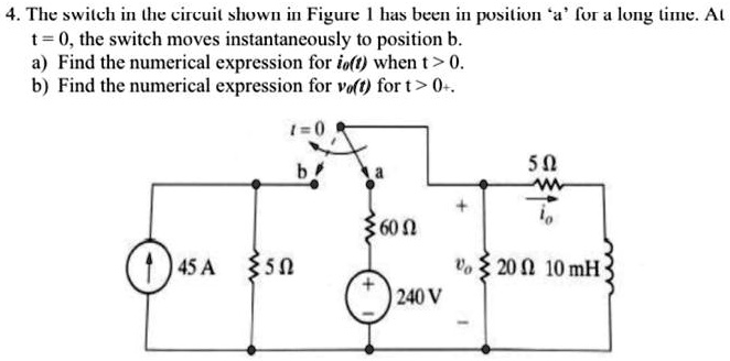 4. The switch in the circuit shown in Figure 1 has been in position 'a ...