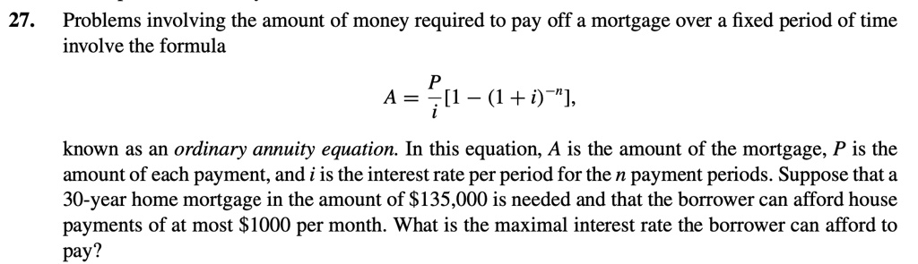 27 Problems involving the amount of money required to pay off a ...