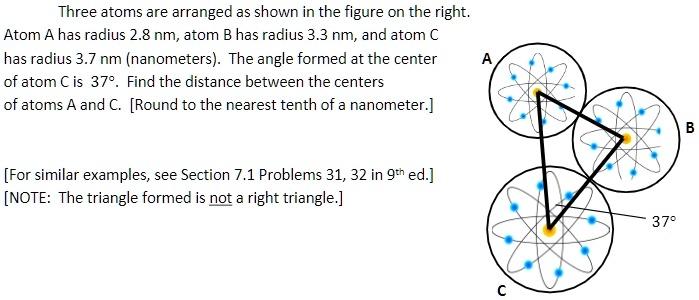 SOLVED: Three atoms are arranged as shown in the figure on the right ...