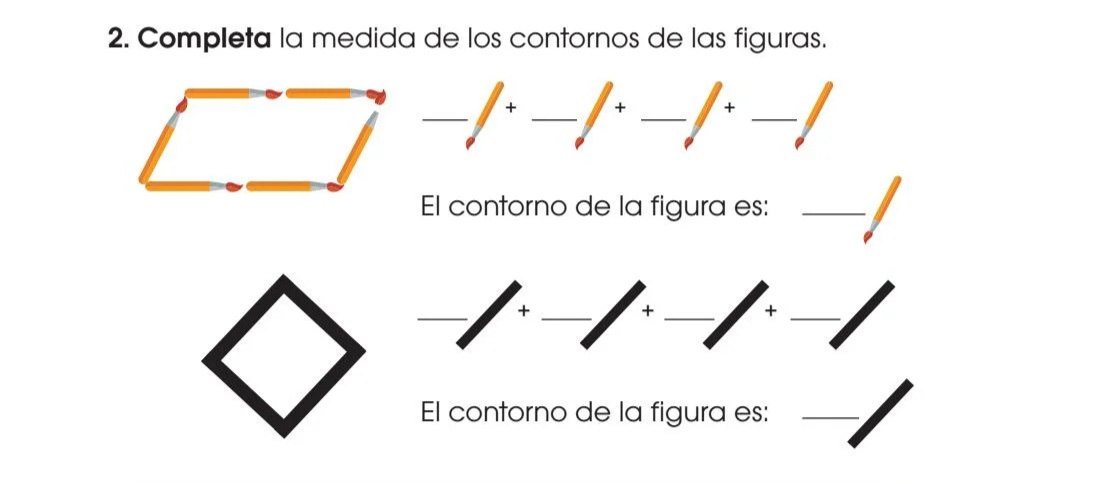 2. Completa la medida de los contornos de las figuras. -1+-1+-l El ...