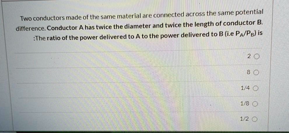 Two conductors made of the same material are connected across the same ...