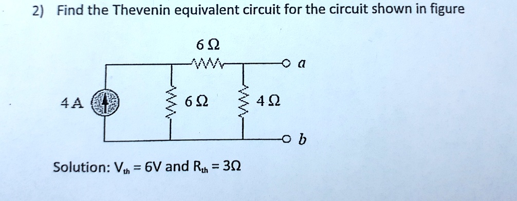 SOLVED: Find the Thevenin equivalent circuit for the circuit shown in figure. Solution: Vn = 6V ...