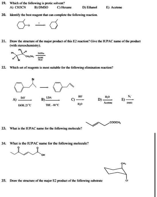 which of the following protic solvent 41 chscn b dmso c hcxanc d ...