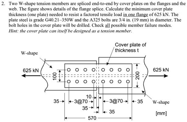 SOLVED: plz show full steps Two W-shape tension members are spliced end ...