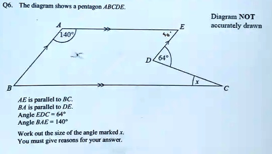 SOLVED: The diagram shows pentagon ABCDE. Diagram NOT accurately drawn ...