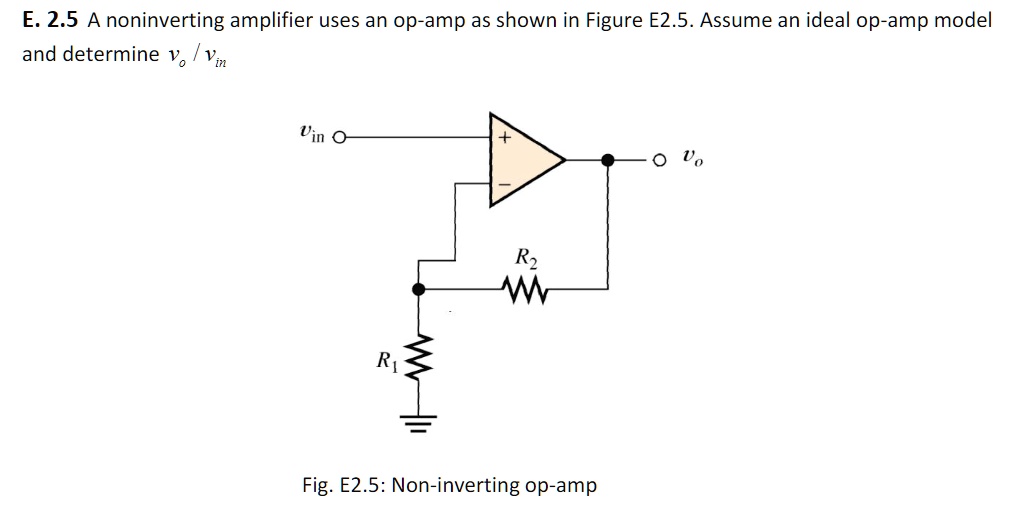 SOLVED: E. 2.5 A non-inverting amplifier uses an op-amp as shown in ...