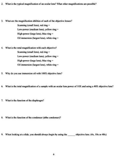 Solved 2 What Is The Typical Magnification Of An Ocular Lenswhat Other Magnifications Are