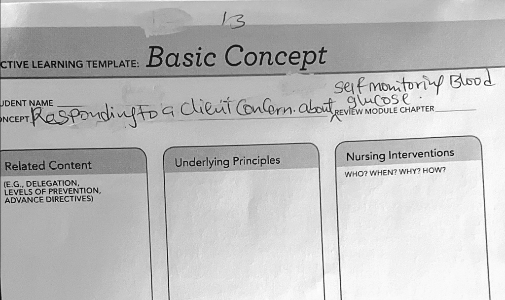 active learning template basic concept self monitoring blood glucose ...
