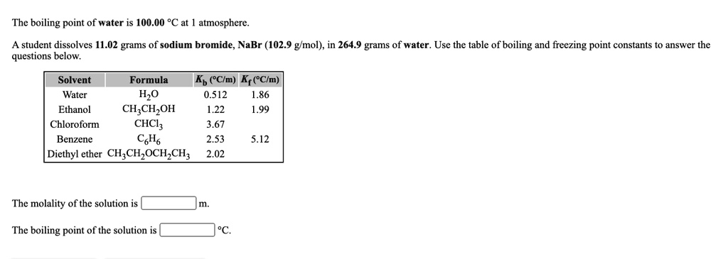 the boiling point of water is 10000 cat atmosphere student dissolves ...