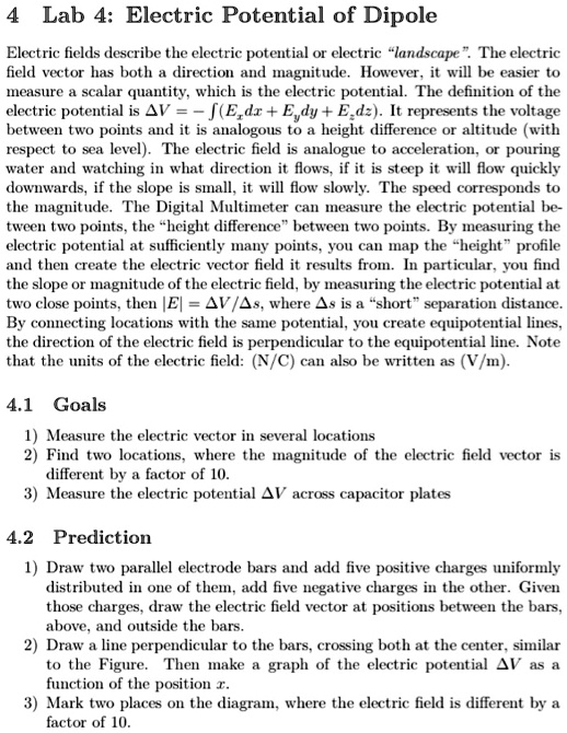 lab 4 electric potential of dipole electric fields describe thic ...