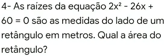 SOLVED: The roots of the equation Zx^2 + 26x + 60 = 0 are the ...