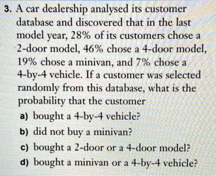 SOLVED: Grade 12 Data Management pls solve, thank you! 3.A car ...