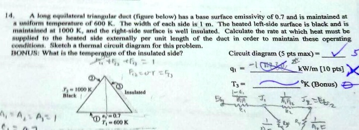 A long equilateral triangular duct (figure below) has a base surface ...