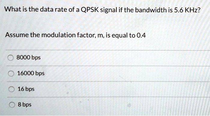 What is the data rate of a QPSK signal if the bandwidth is 5.6 KHz ...