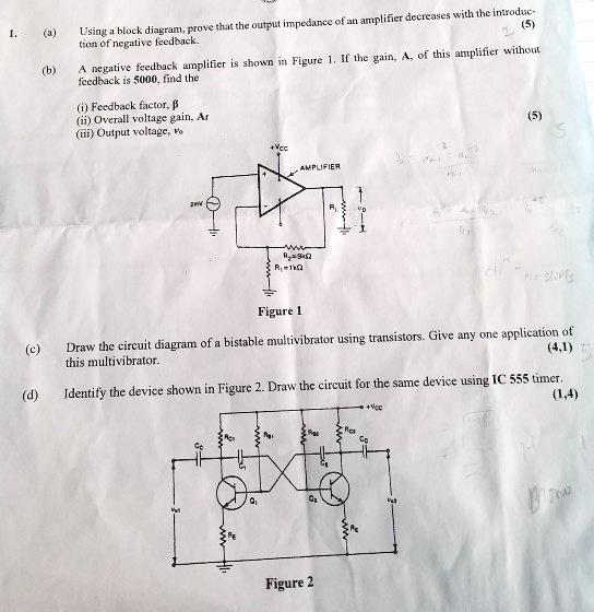1. (a) Using a block diagram, prove that the output impedance of an ...