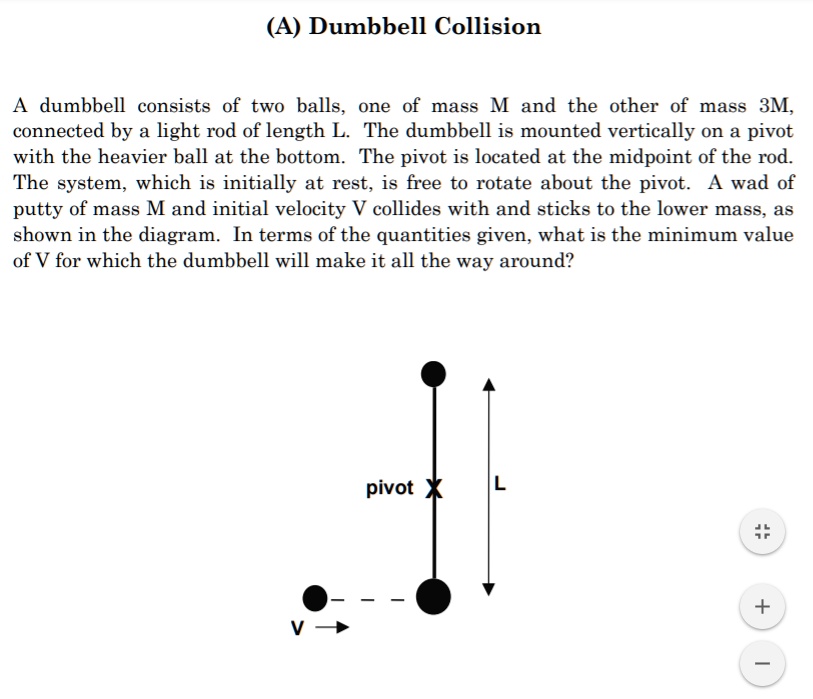 a dumbbell collision a dumbbell consists of two balls one of mass m and ...