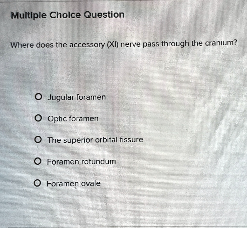 multiple choice question where does the accessory xi nerve pass through ...