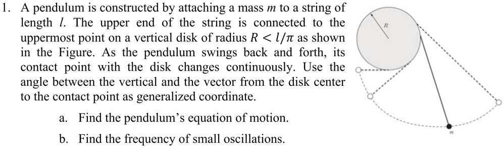 1. A pendulum is constructed by attaching a mass m to a string of length l. The upper end of the ...