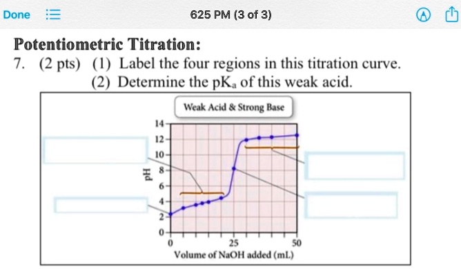 done 625 pm 3 of 3 potentiometric titration 2 pts label the four ...