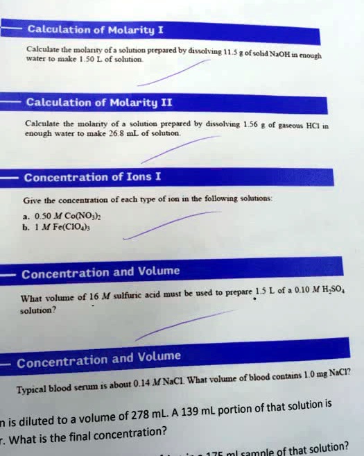 SOLVED: Calculate the molarity of a solution prepared by dissolving 11.5 g of solid NaOH in ...
