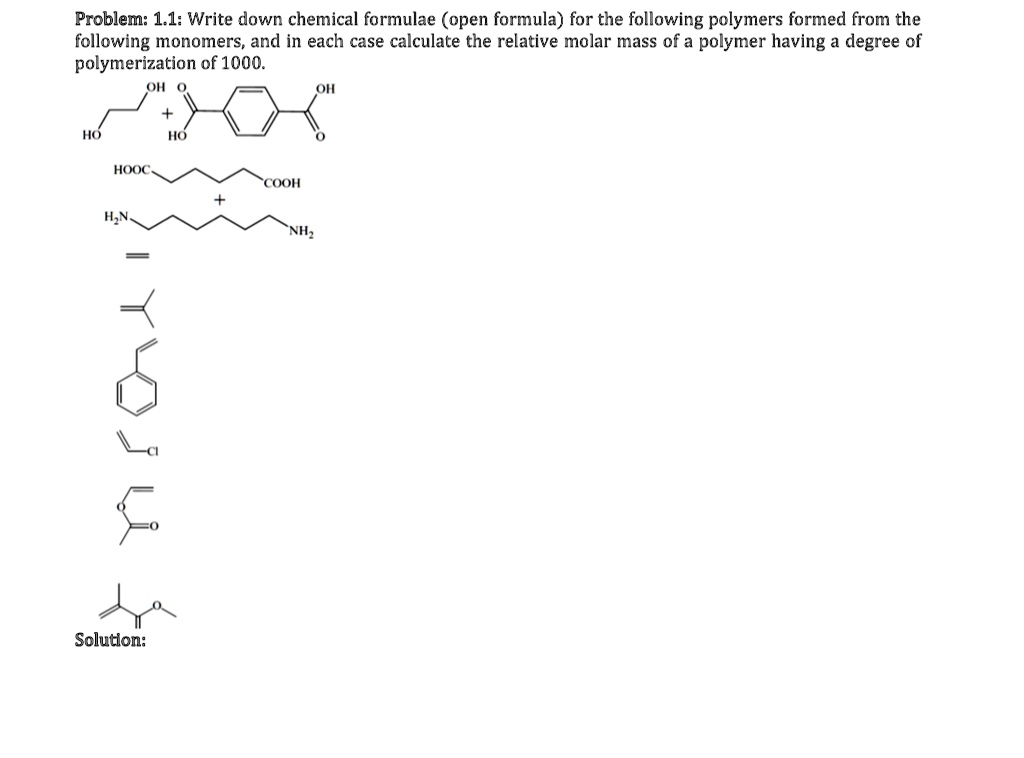 problem 11 write down chemical formulae open formula for the following ...