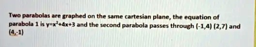 SOLVED: Two parabolas are graphed on the same cartesian plane, the ...