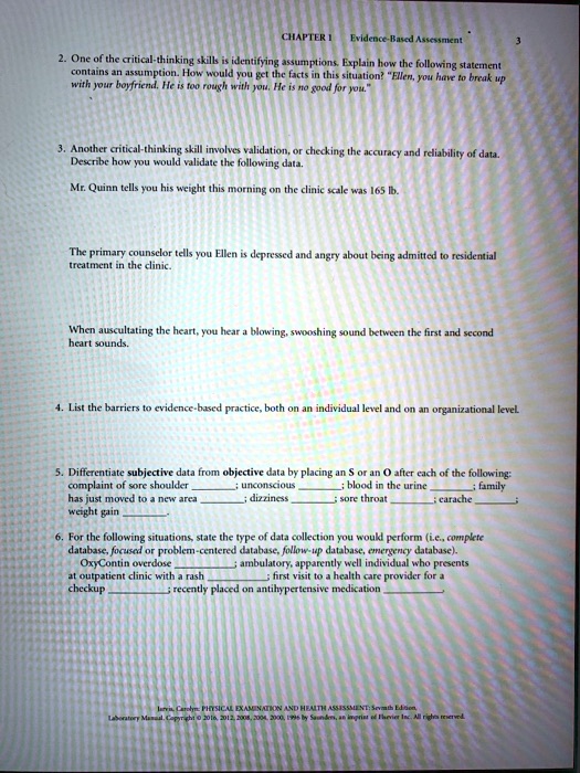 SOLVED: CHAPTER 1 Evidence-Based Assessment 2. One of the critical ...