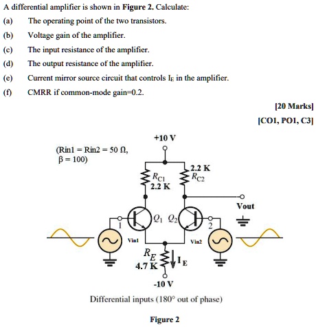 SOLVED: A differential amplifier is shown in Figure 2. Calculate: (a) The operating point of the ...