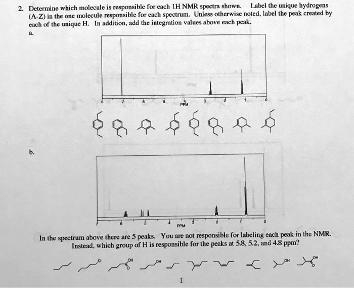 SOLVED: Determine which molecule is responsible for each IH NMR spectra ...