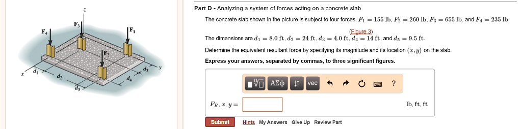 SOLVED: Part D - Analyzing a system of forces acting on a concrete slab ...