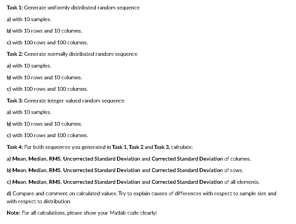 Solved Task 1 Generate Uniformly Distributed Random Sequence A With 10 Samples B With 10 9528