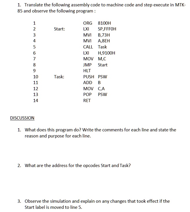 SOLVED: PLEASE ANSWER ALL THE QUESTIONS 1. Translate the following assembly code to machine code ...