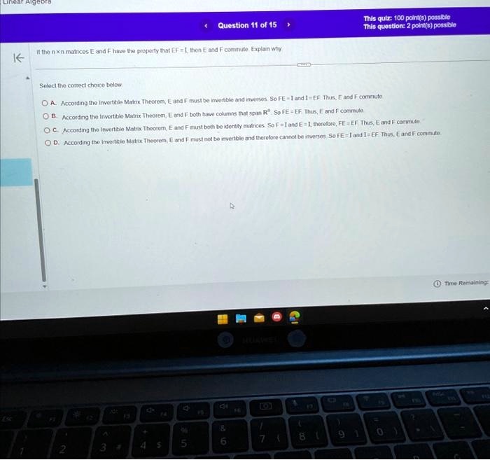 SOLVED: Question 11 of 15 This quiz: 100 point(s) possible If the ...