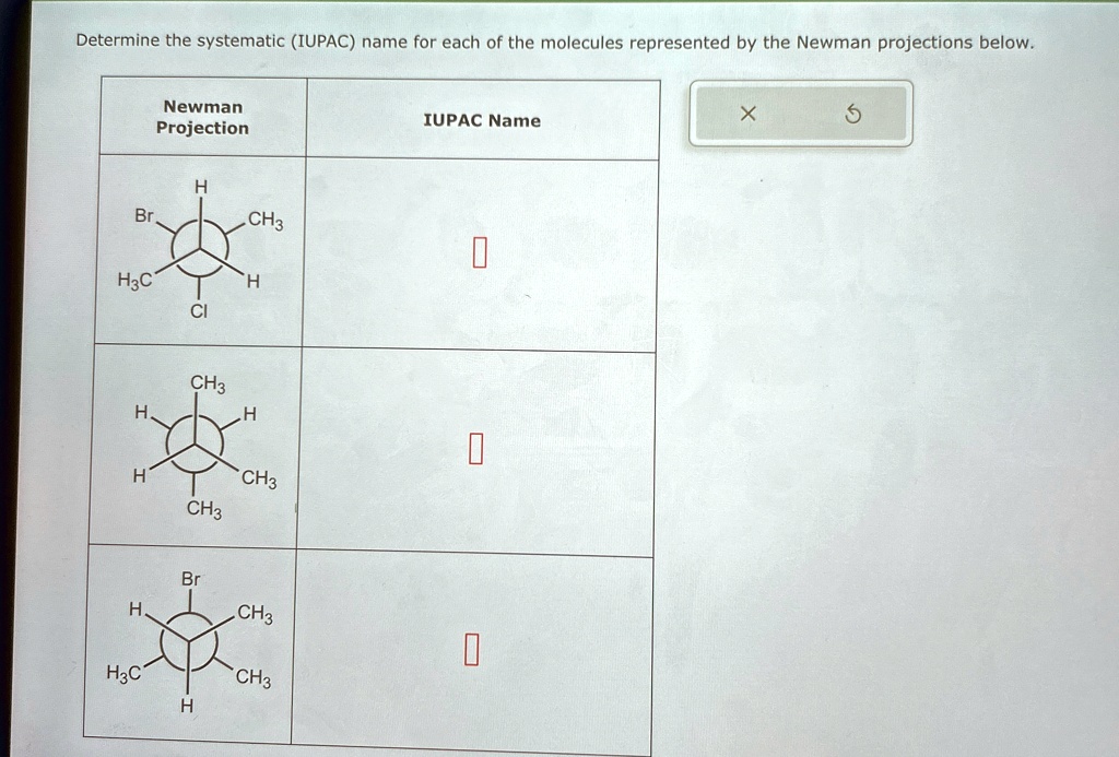 determine the systematic iupac name for each of the molecules represented by the newman ...