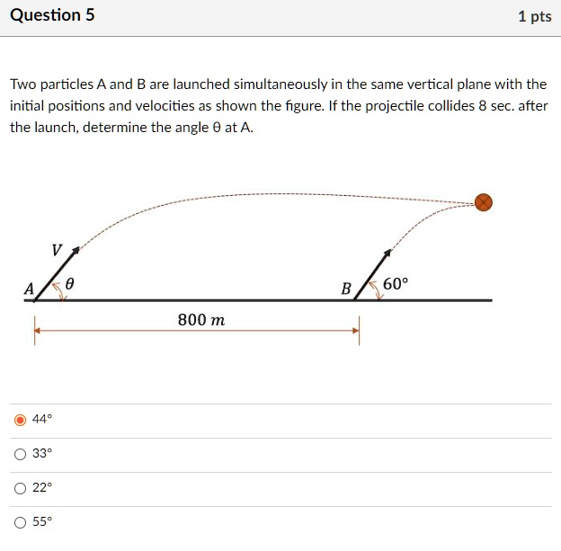 [GET ANSWER] question 5 1 pts two particles a and b are launched simultaneously in the same ...