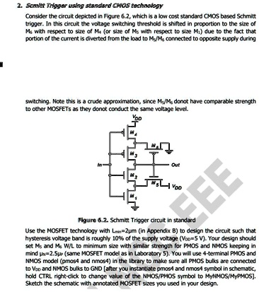 SOLVED: 2. Schmitt Trigger using standard CMOS technology Consider the ...